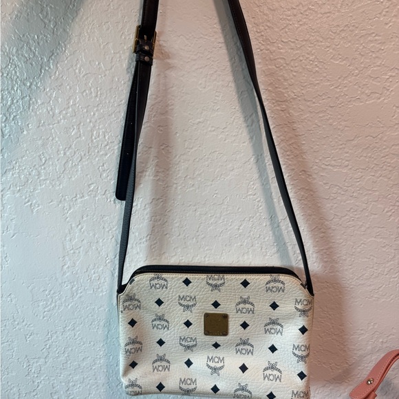 MCM | Bags | Mcm Black And Cream Crossbody Bag | Poshmark